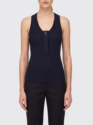 FERRAGAMO Slim Fit Ribbed Jersey Off-the-shoulder Top - Navy