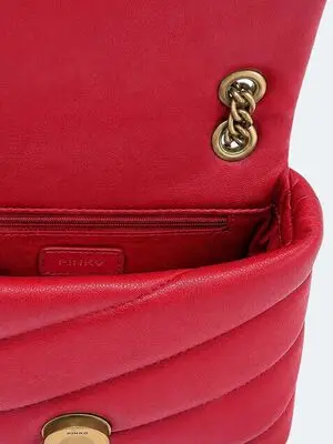 Pinko Classic Love Bag Puff Quilted Leather Crossbody Bag With Love Birds Logo