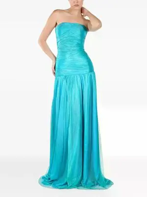 ANDREEA VENECIUC Veil Ruched Maxi Dress - Blue