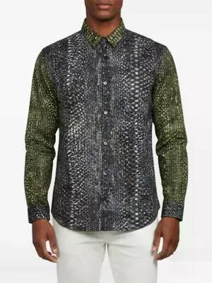 Roberto Cavalli Snakeskin-print Slim-fit Shirt - Black
