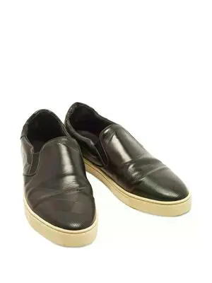Burberry Embossed-check Slip-on Sneakers - Black