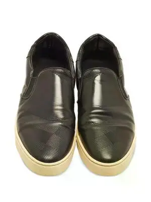 Burberry Embossed-check Slip-on Sneakers - Black