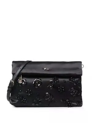 V°73 Kayla Floral-appliqué Jewel-embellished Shoulder Bag - Black