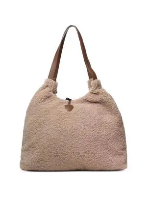 V°73 Ski Glam Teddy-effect Embroidered Shoulder Bag - Neutrals