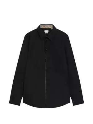 Burberry Classic-fit Check-piping Cotton Poplin Shirt - Black