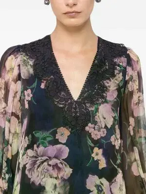 NISSA Floral Chiffon Midi Dress