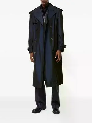 Burberry Long Silk Hoxton Trench Coat - Blue