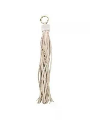 Fabiana Filippi Bead-embellished Leather Tassel Keyring - Neutrals
