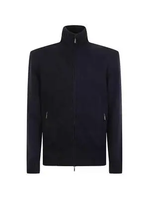 CRUCIANI Zip-up Knitted Cardigan - Blue