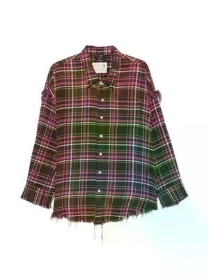 R13 Shredded-seam Drop-neck Shirt - Brown