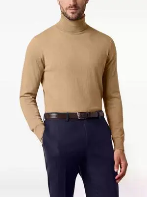 Brooks Brothers Ribbed-trim Turtleneck Sweater - Brown