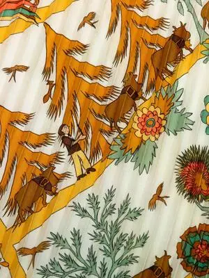 Hermès 1990-2010 Decoupages Pleated Silk Scarf Scarves - Yellow