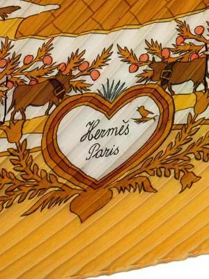 Hermès 1990-2010 Decoupages Pleated Silk Scarf Scarves - Yellow