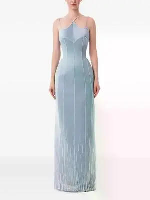 DINA MELWANI Crystal-trimmed Satin Maxi Dress