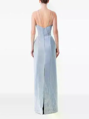DINA MELWANI Crystal-trimmed Satin Maxi Dress