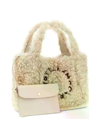 Stella McCartney Logo-embroidered Shearling-effect Tote Bag