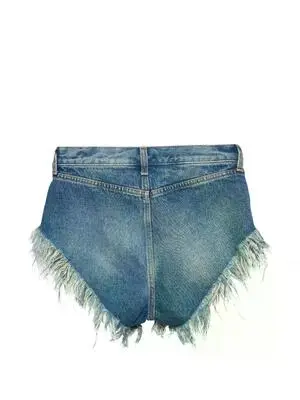 Saint Laurent Feather-trim Denim Shorts