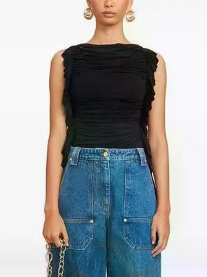 Cult Gaia Nakia Gathered Ruffled Top