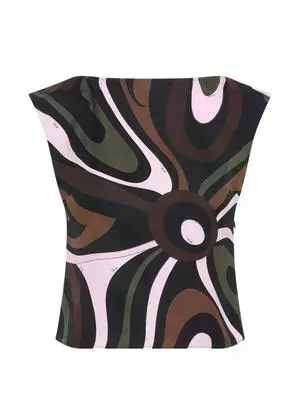 Emilio Pucci Abstract-print Silk Top - Black