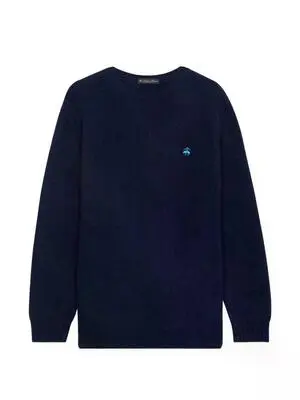 Brooks Brothers Logo-embroidered Wool Sweater - Blue