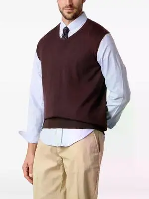 Brooks Brothers V-neck Sleeveless Sweater Vest - Brown