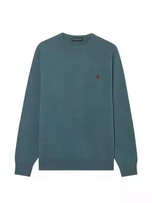Brooks Brothers Logo-embroidered Wool Sweater - Blue
