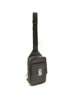 Burberry Tb Leather Crossbody Bag - Black