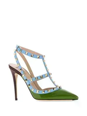Valentino Garavani Rockstud Patent Leather Pumps - Green