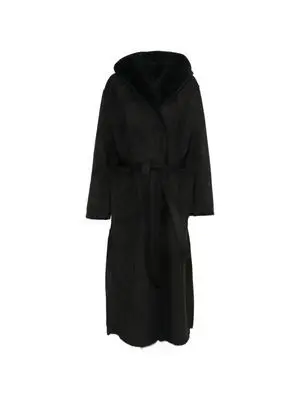 Marina Rinaldi Hooded Belted Coat - Blue
