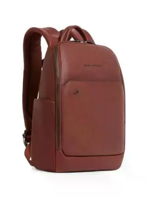 PIQUADRO Logo-plaque Leather Backpack - Brown
