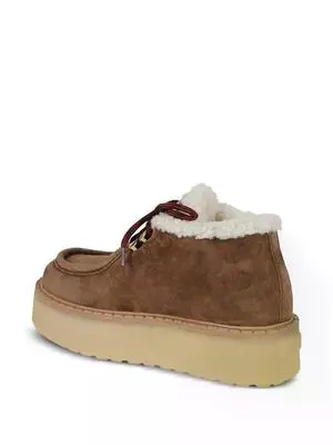 Prada Shearling Lined Suede Booties - Brown