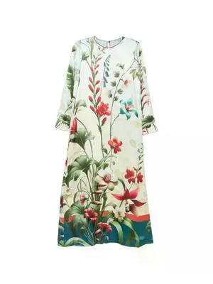 F.R.S FOR RESTLESS SLEEPERS Floral-print Long-sleeve Maxi Dress - Neutrals