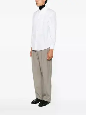 Saint Laurent Bib-front Embroidered-logo Shirt