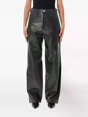 RÓHE Leather Wide-leg Trousers - Grey