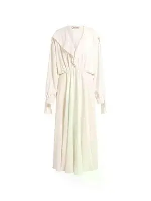 Alberta Ferretti Ruffled-collar Belted Midi Dress - Neutrals