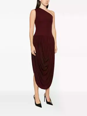 Brandon Maxwell Asymmetri-neck Midi Dress