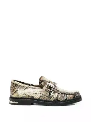 Toga Snake-effect Chain-detail Loafers - Neutrals