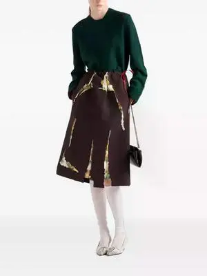 Prada Bonded Gabardine Skirt With Devoré Effect