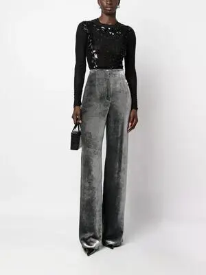 Alberta Ferretti High-waisted Velvet Trousers