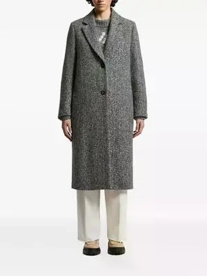 Peserico Herringbone-pattern Notched-lapels Coat - Grey