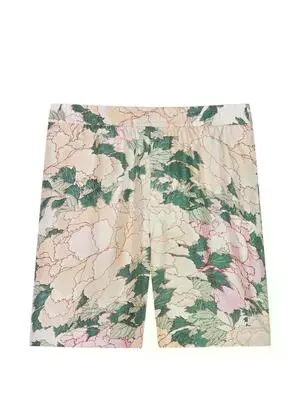 Givenchy Bermuda Shorts In Silk With Pastel Flowers Print - Neutrals
