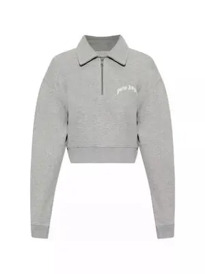 Palm Angels Cropped Quarter-zip Sweatshirt