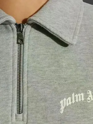 Palm Angels Cropped Quarter-zip Sweatshirt