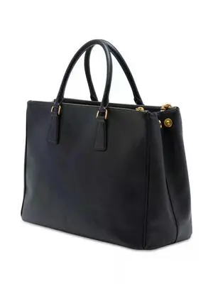 Prada 2010-2026 Medium Saffiano Lux Galleria Double Zip Satchel - Black