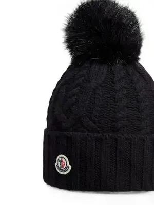 Moncler Cable-knit Pompom Beanie Hat