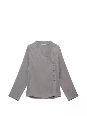 Malìparmi Damask-jacquard Wrap Shirt - Grey