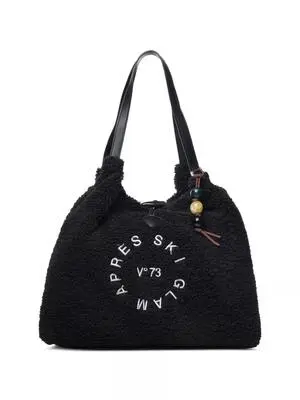 V°73 Ski Glam Embroidered Teddy-effect Shoulder Bag - Black