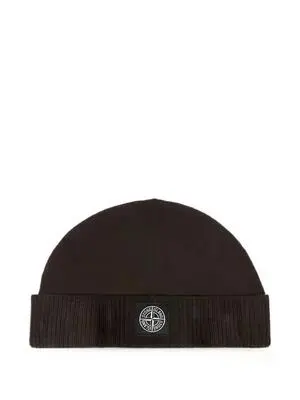 Stone Island N100007 Plush Stitch Stretch Rws Wool Beanie Brown