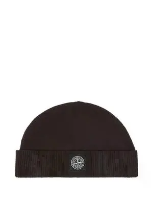 Stone Island N100007 Plush Stitch Stretch Rws Wool Beanie - Brown