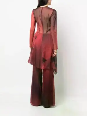 Alberta Ferretti Semi-sheer Rose-print Blouse